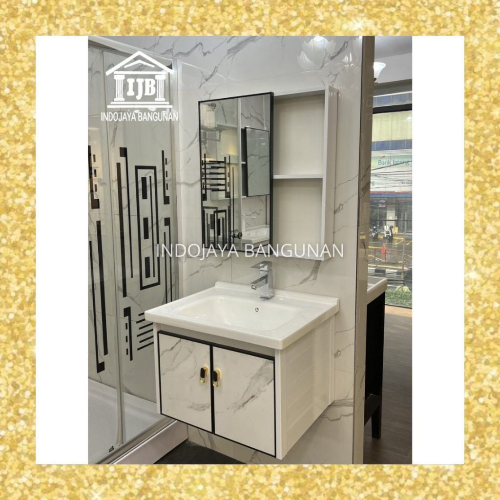 Jual Wastafel Kabinet Set Minimalis Cermin Kamar Mandi Gantung Putih ...