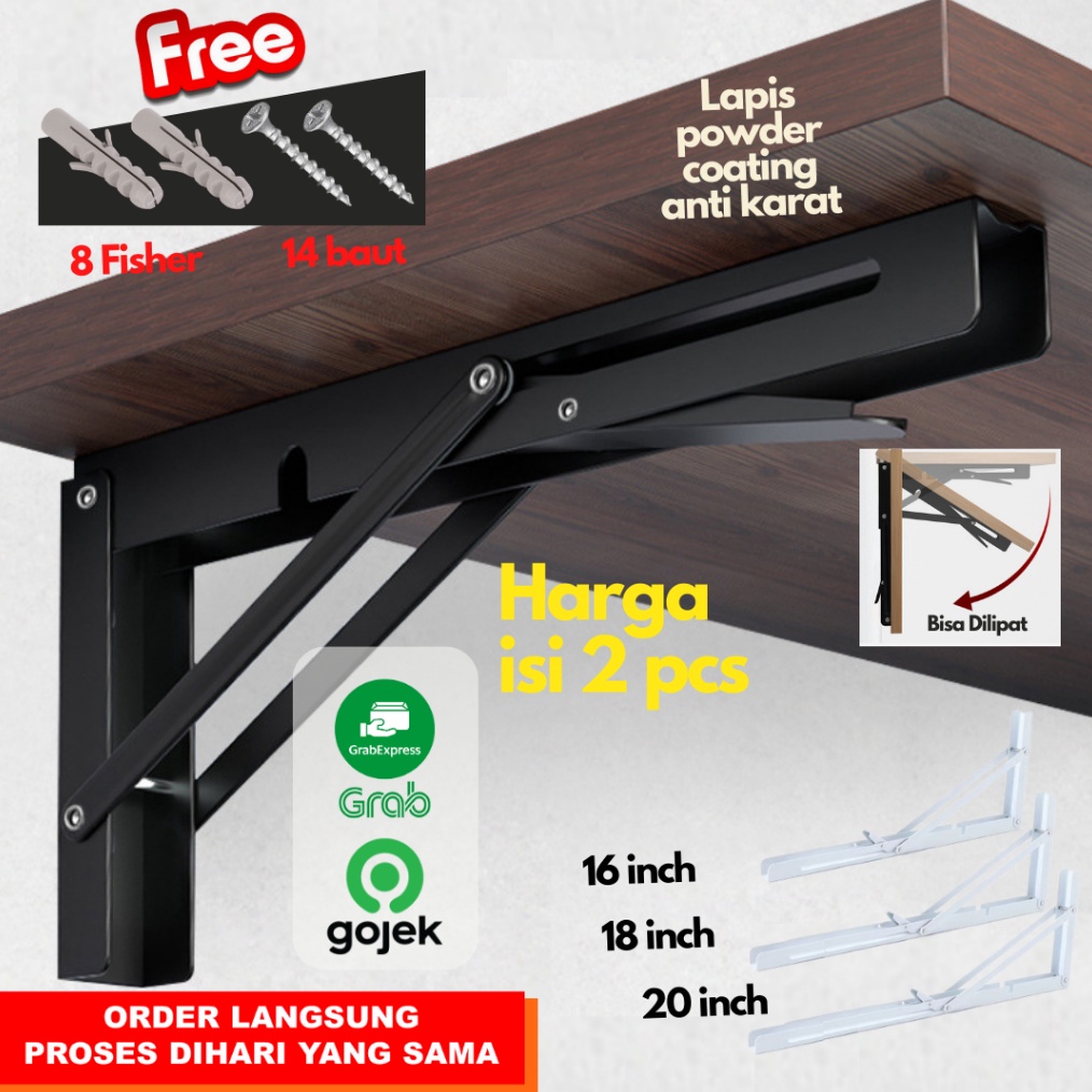 Jual ART Y7G Engsel Meja Lipat Dinding 81121416182 Siku Lipat Meja ...
