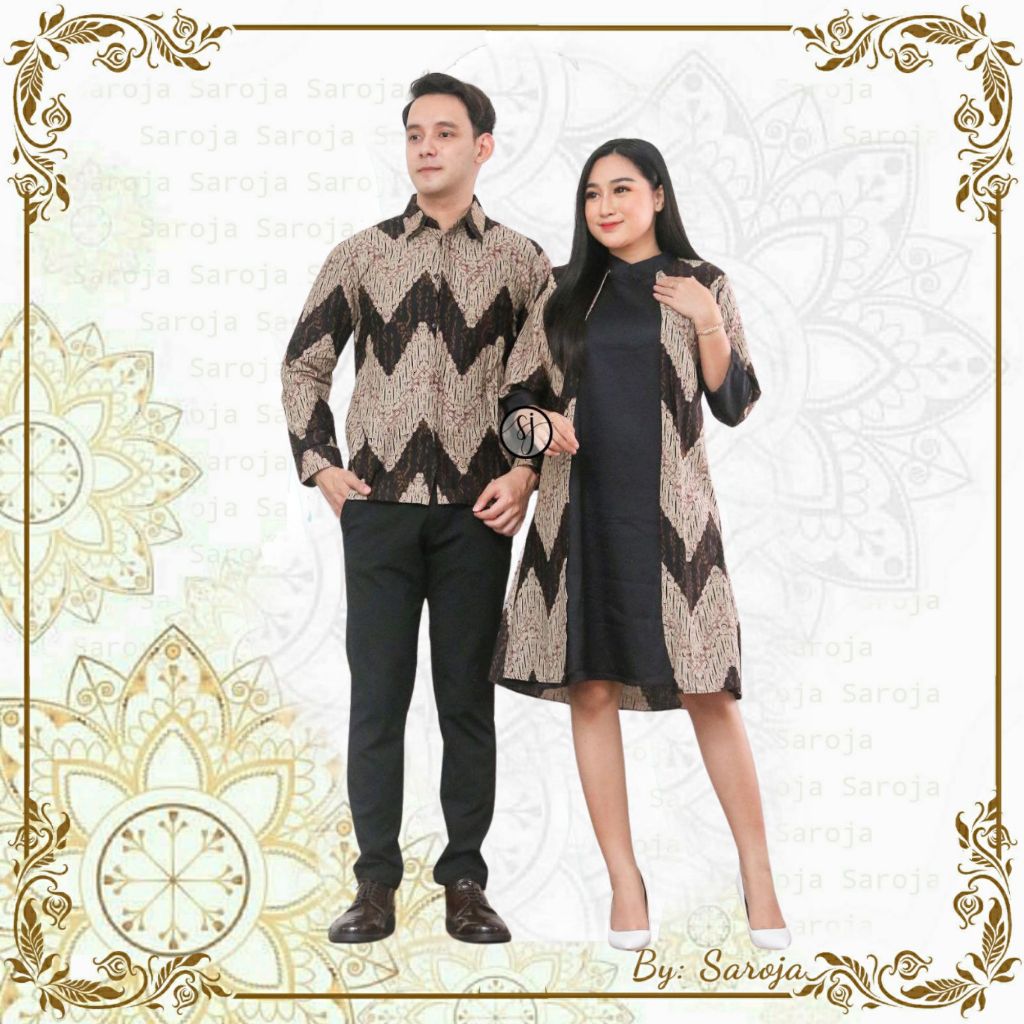 Jual SAROJA | Couple Batik Keluarga Tunik Zigizaga (3 Warna) | Dress ...