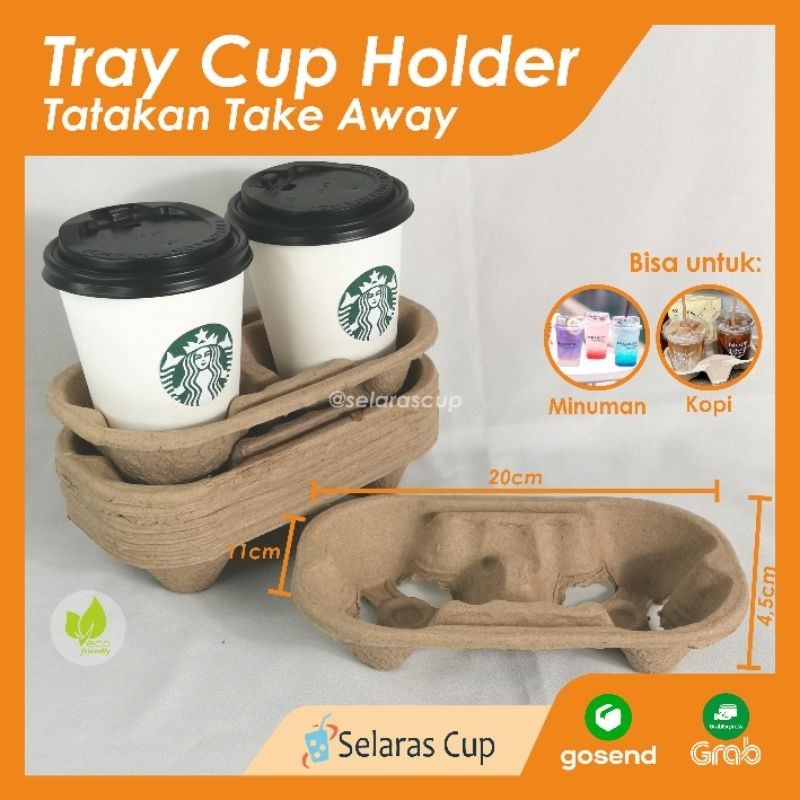 Jual ISI 10 tatakan gelas take away - paper tray cup holder minuman ...