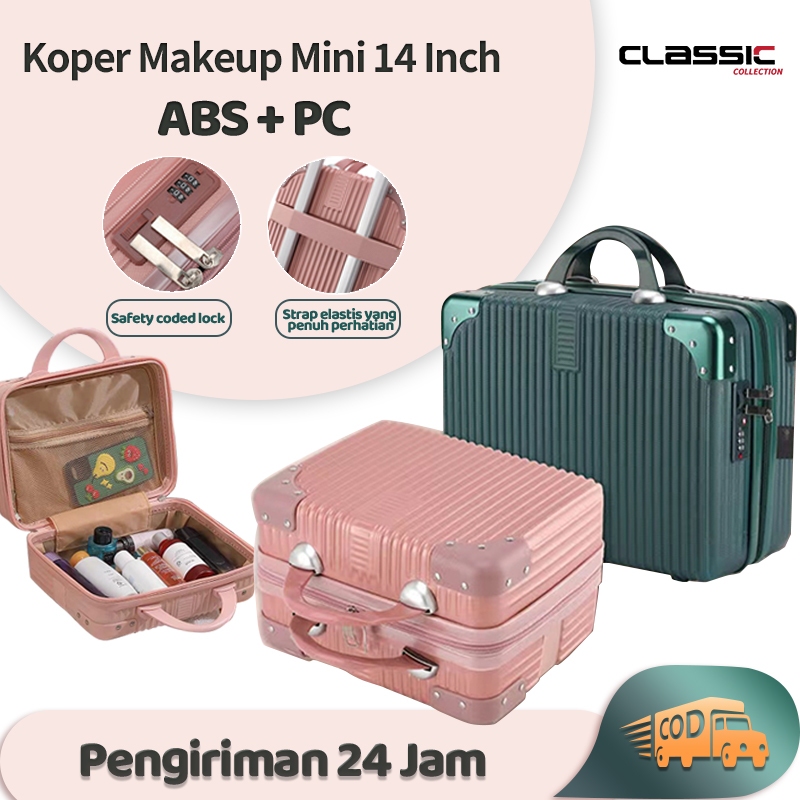 Jual Koper Makeup Mini 14 Inch ABS PC Beauty Case Tas Premium Kosmetik Box Bahan Semi Aluminium Anti Gores Shopee Indonesia
