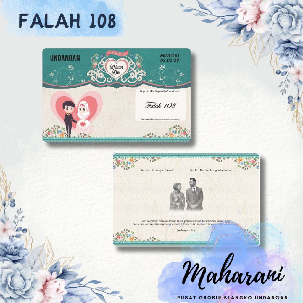 Jual Blangko undangan atau kertas undangan pernikahan merek Falah 108 ...