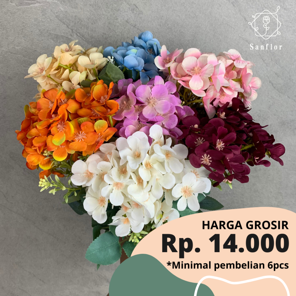 Jual MINI HYDRANGEA K7/ BUNGA ARTIFICIAL/ TANAMAN HIAS PLASTIK/ HIASAN ...