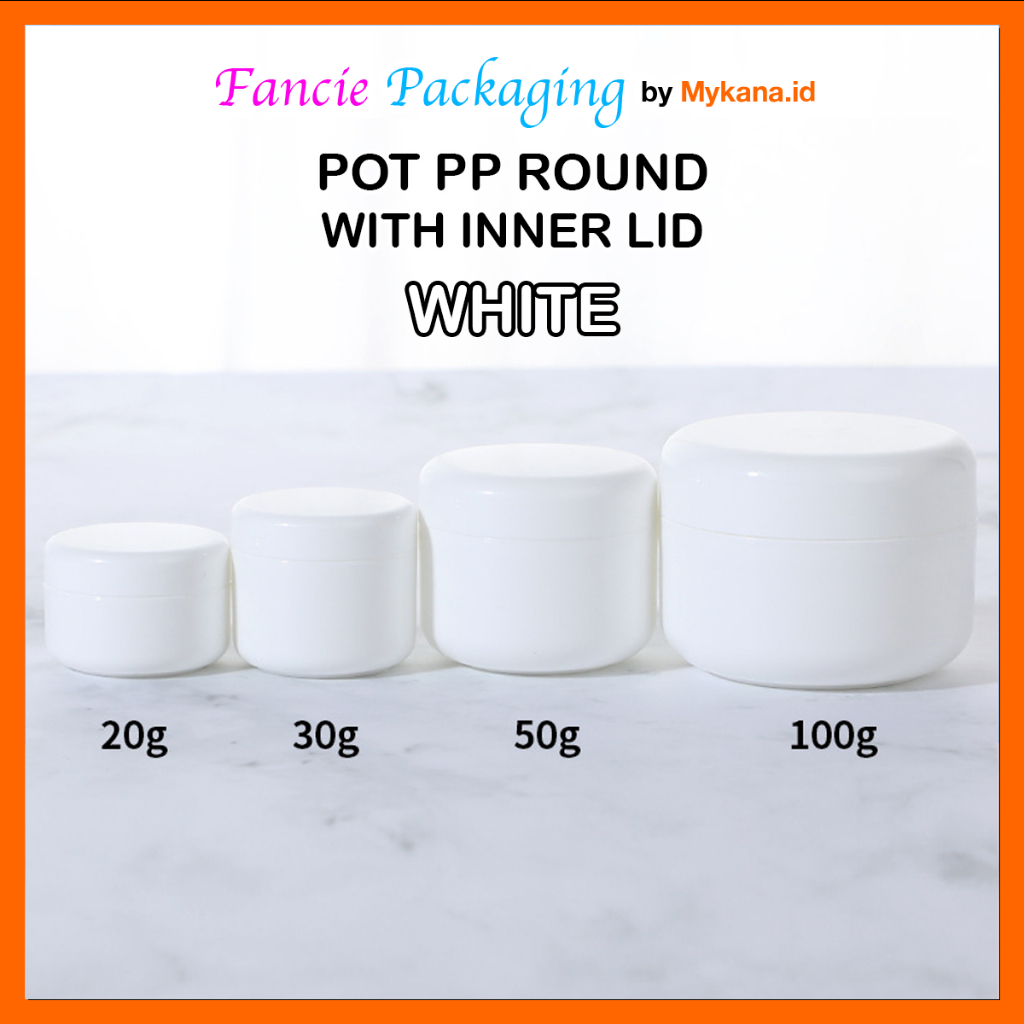 Jual Pot Cream 10 20 30 50 100 250 gr gram PP Round White Glossy ...