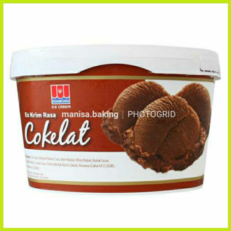 Jual DIAMOND ICE CREAM COKELAT 700 ML ES KRIM RASA COKLAT | Shopee ...