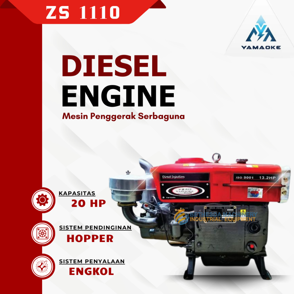 Jual Mesin Diesel Penggerak Solar 20PK HP 20 ZS1110 Yamaoke engine | Shopee Indonesia