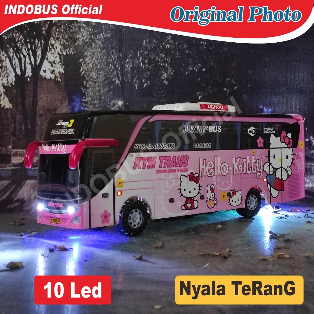 Jual Miniatur bus bis KYM Trans Hello Kitty Lampu | Shopee Indonesia