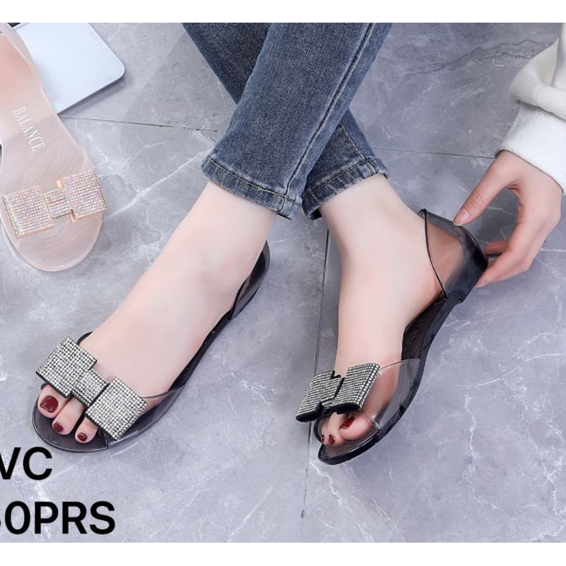 Jual Sepatu Kaca Wanita Princess Mutiara Flatshoes Transparan Tebal ...