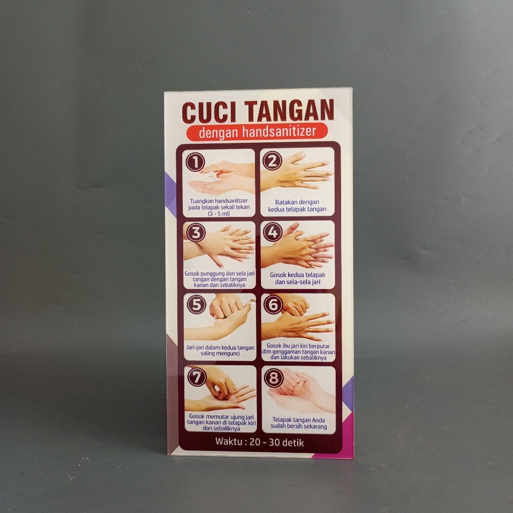 Jual Akrilik Petunjuk Cuci Tangan Dengan Handsanitizer/ Akrilik Cara ...