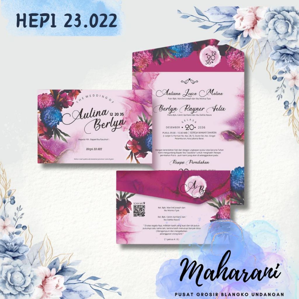 Jual Blangko undangan atau kertas undangan pernikahan merek Hepi 23.022 dengan bahan kertas BC ...