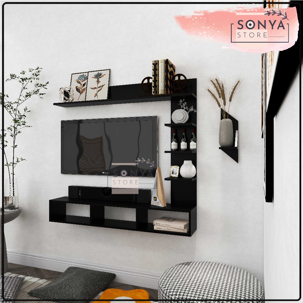 Jual Rak tv Tempel Dinding Minimalis 32-55 inch | Set Furniture Rak ...