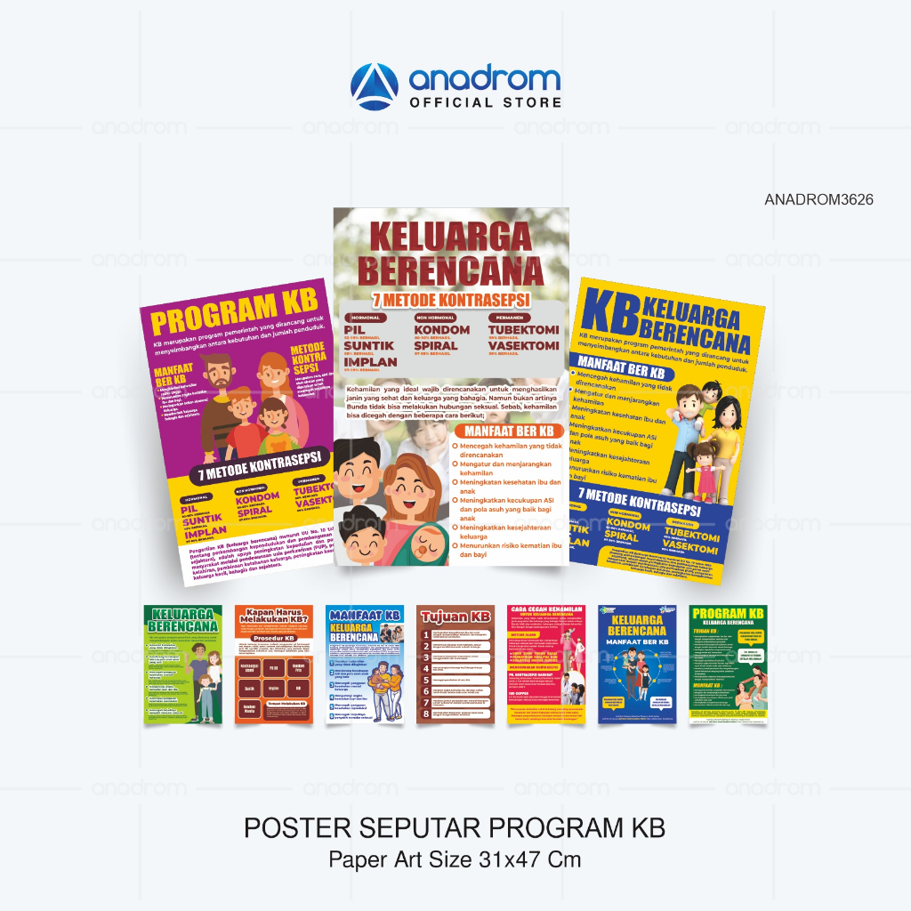 Jual Poster Seputar Program Keluarga Berencana KB | Poster Promosi Edukasi Kesehatan | Anadrom ...