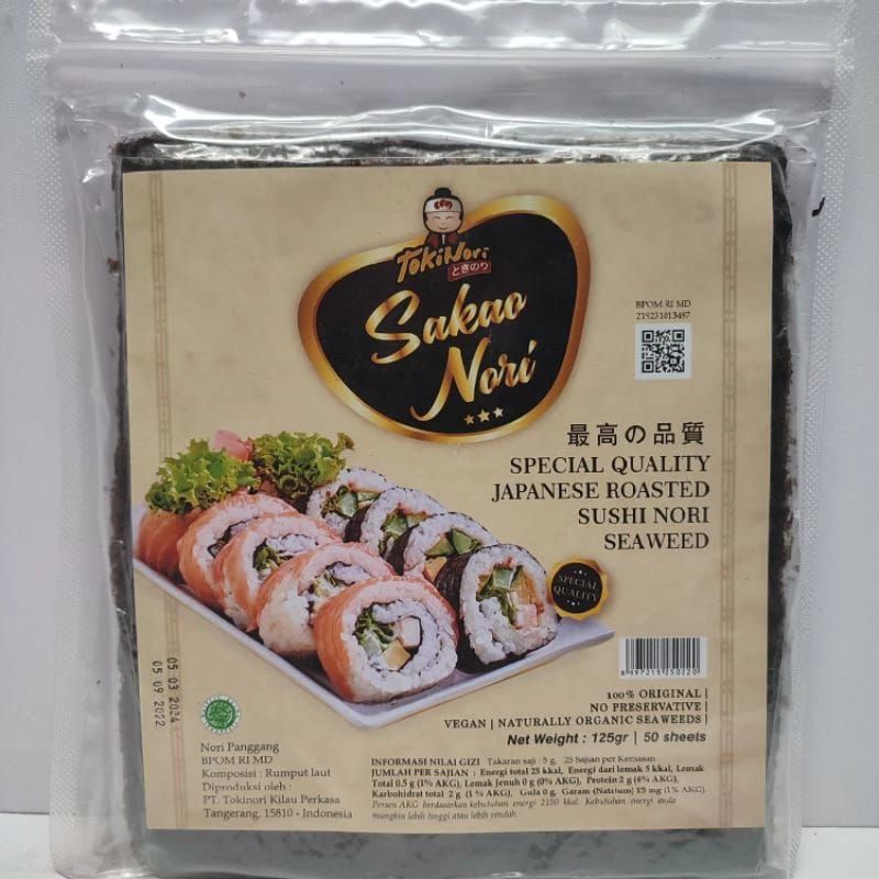 Jual SAKAO Sushi Nori Sheet 50 Lembar / Special Quality Tokinori | Shopee Indonesia