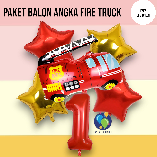 Jual Paket Balon Pemadam Api Angka / Set Dekorasi Ulang Tahun Anak Fire ...