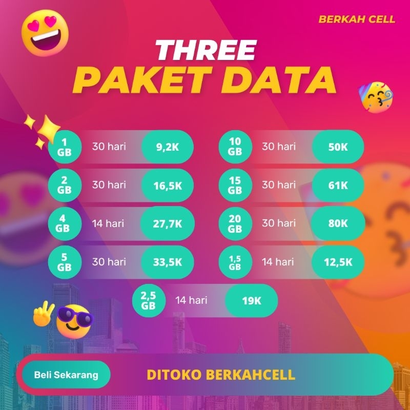 Jual PAKET DATA HAPPY THREE DAN DATA PURE | Shopee Indonesia
