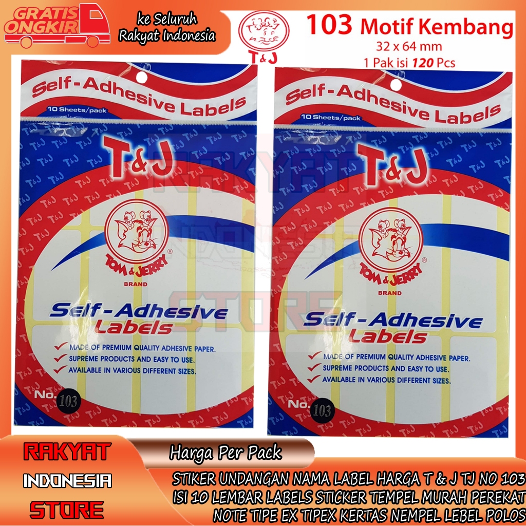 Jual STICKER LABEL TJ TOM JERRY T & J NO 103 LABELS HARGA STIKER ...