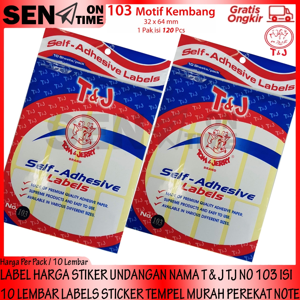 Jual STICKER LABEL TJ T & J NO 103 LABELS HARGA TOM JERRY STIKER UNDANGAN NAMA ISI 10 LEMBAR ...