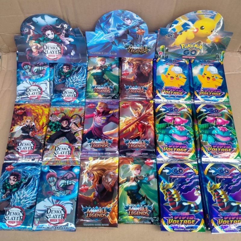 Jual 12 Sachet Mainan Kartu Pokemon Voltage OnePiece Dem0n Slayer ...