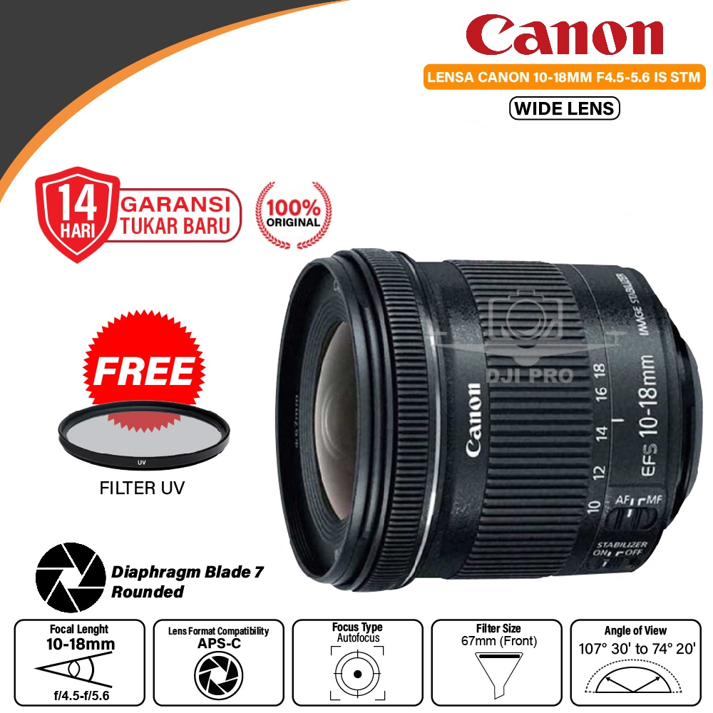 Jual LENSA CANON 10-18MM F4.5-5.6 IS STM - WIDE LENS ORIGINAL | Shopee ...