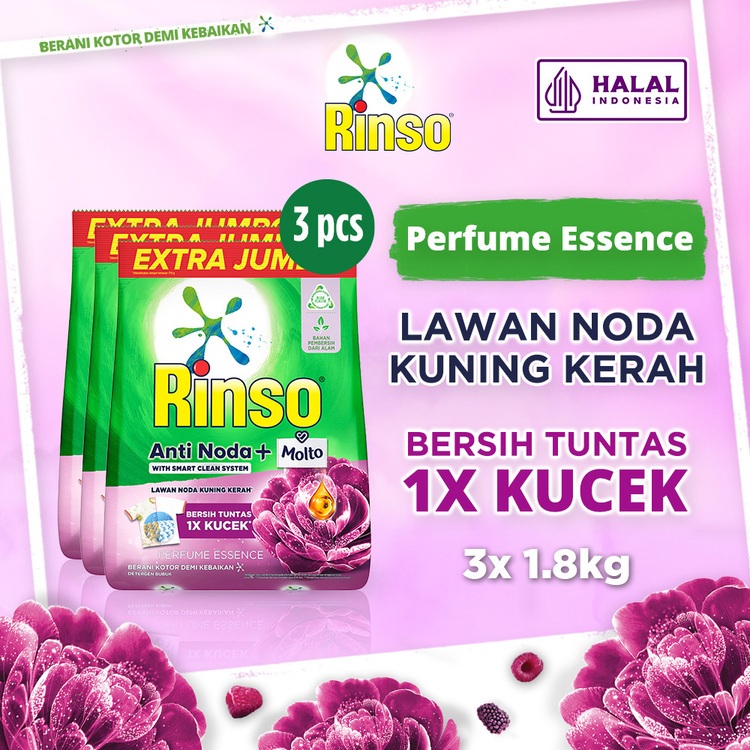 Jual Rinso Molto Detergent Bubuk Deterjen Anti Noda Perfume Essence 1.8 kg x3 | Shopee Indonesia