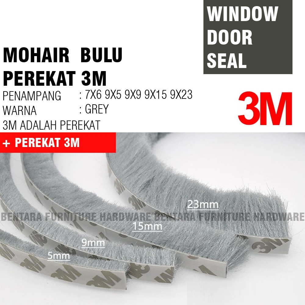 Jual MOHAIR WINDOW DOOR SEAL STRIP MOHER MOHAIR BULU (3M - PEREKAT ...