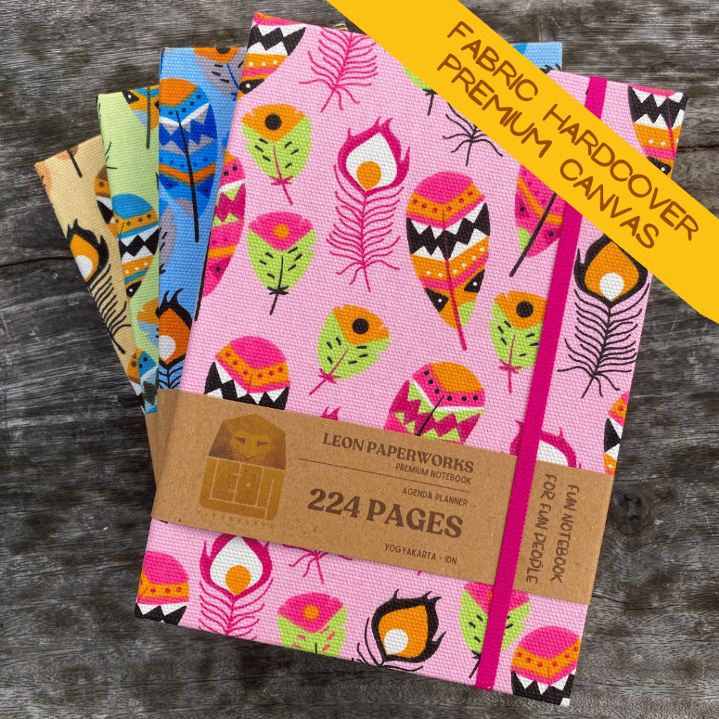 Jual Notebook Cover Pattern Bulu Fabric Canvas Leon Paperworks Agenda ...