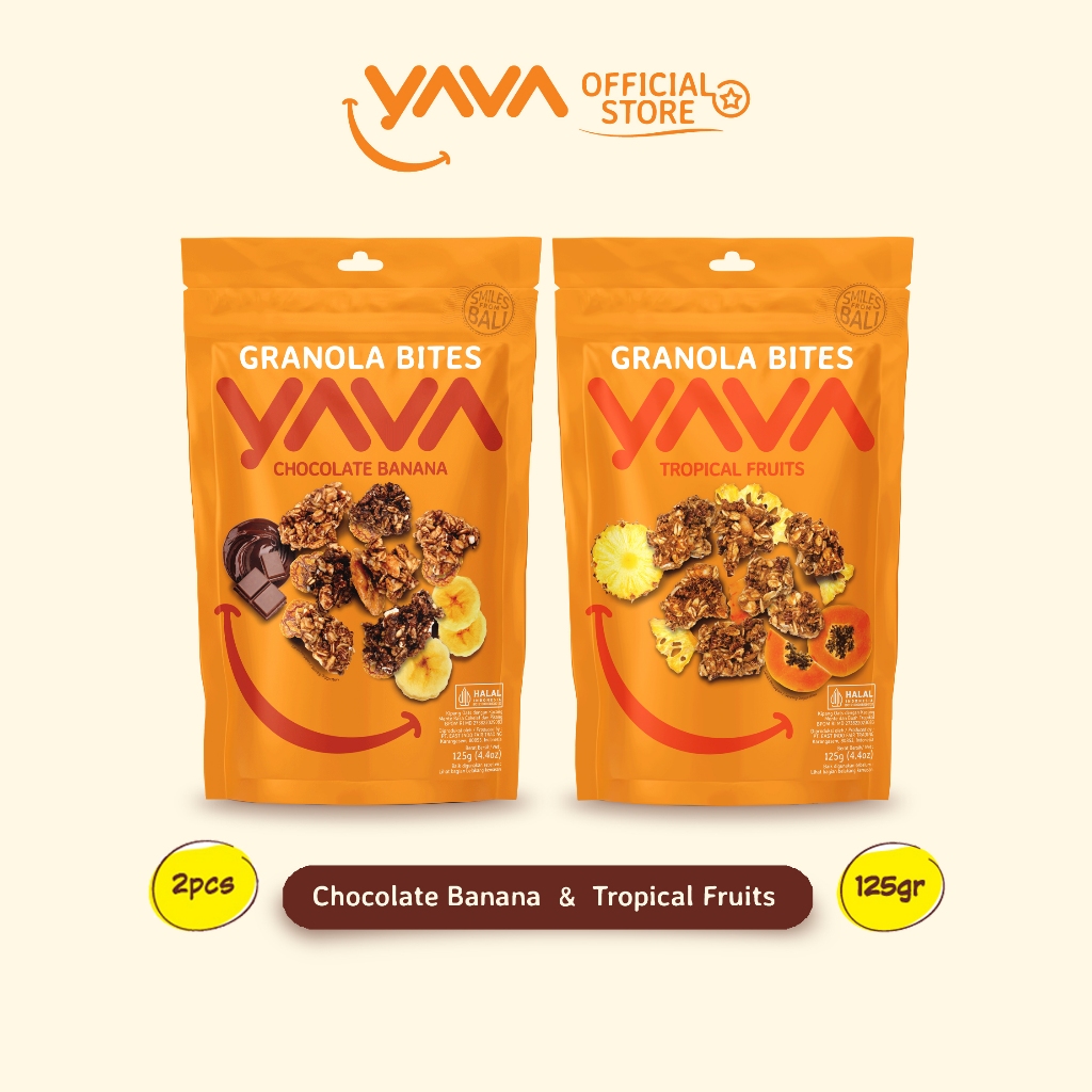 Jual YAVA Paket Granola Bites Tropical Fruits & Chocolate Banana (2 x ...