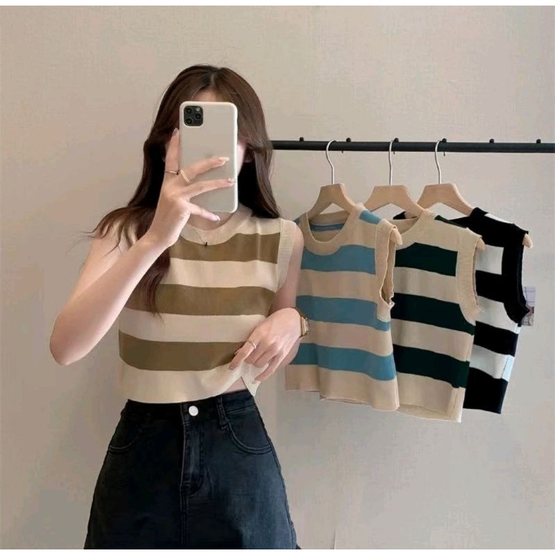 Jual BAJU RAJUT KNIT TANKTOP (B48) RAJUT ATASAN SINGLET WANITA KEKINIAN ...
