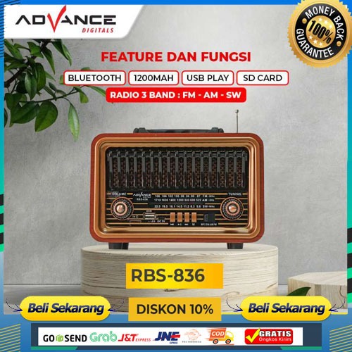 Jual Advance Speaker Bluetooth RBS-836 Model Radio Tua Clasic Dengan Led Tuning Radio Bluetooth ...