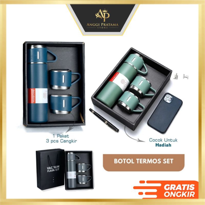 Jual TERMOS SULTAN VACUUM FLASK SET 3IN1 - THERMOS VACUUM 500ML FLASK ...