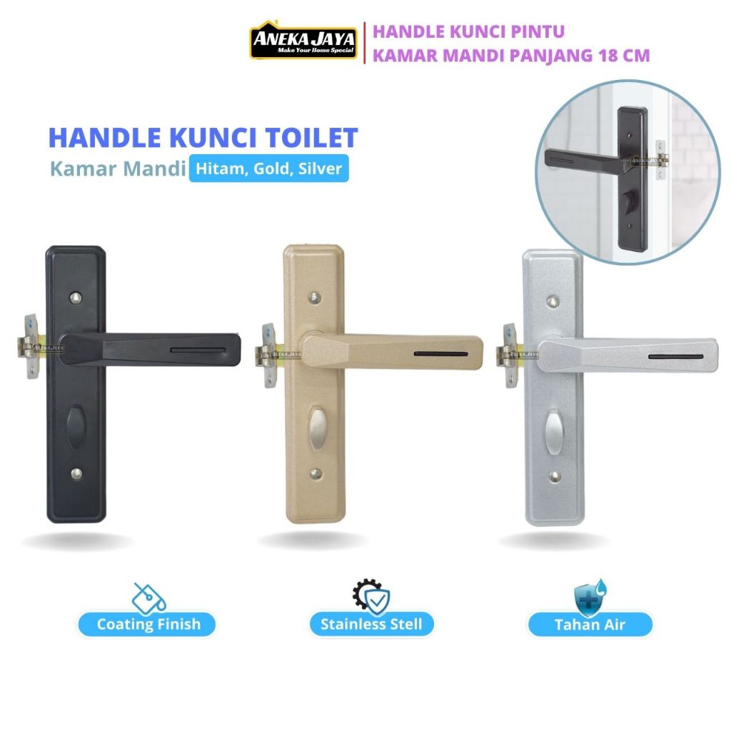 Jual Handle Kunci Pintu Kamar Mandi Toilet Satu Set - Warna Hitam ...