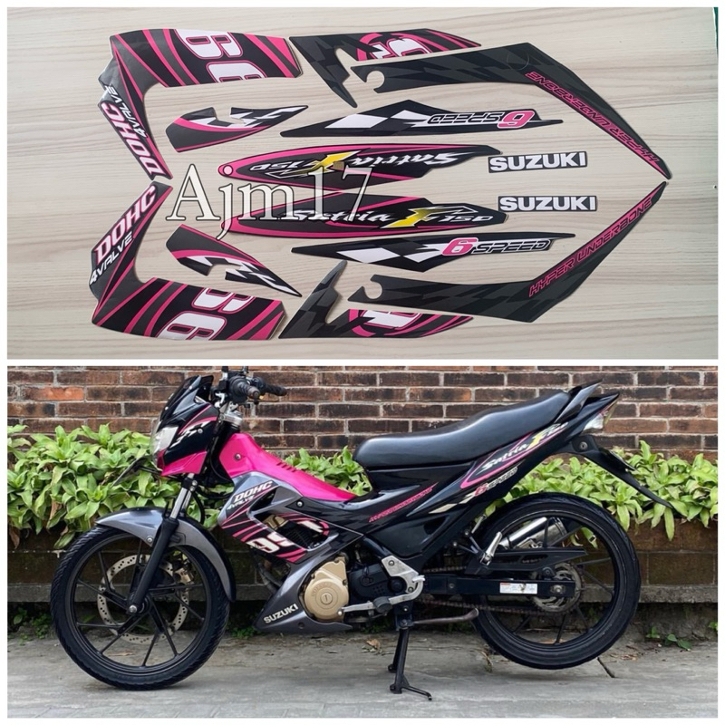 Jual STIKER STRIPING MOTOR SATRIA F 150 TAHUN 2012 PINK HITAM | Shopee ...
