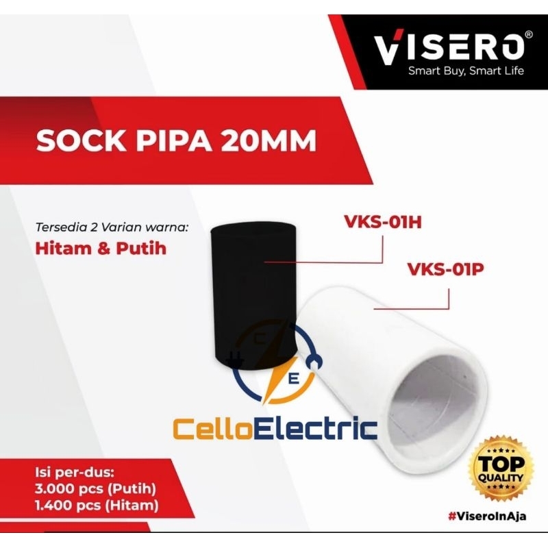 Jual Sok Pipa 20mm Visero Putih - Sok 20mm - Sok Pipa Listrik 20mm ...