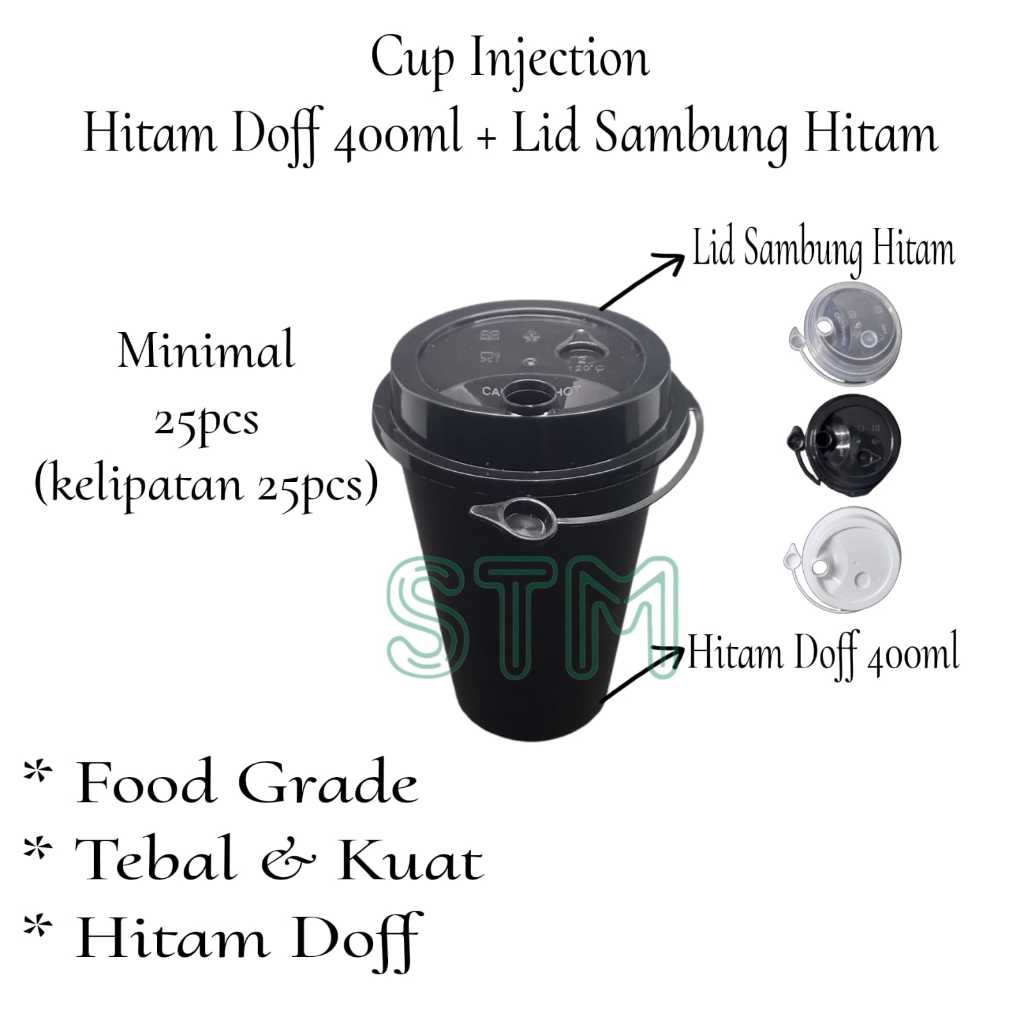 Jual Isi 25Pcs/Set Thinwall Cup PPI injection Glosy Hitam 14oz /Gelas ...