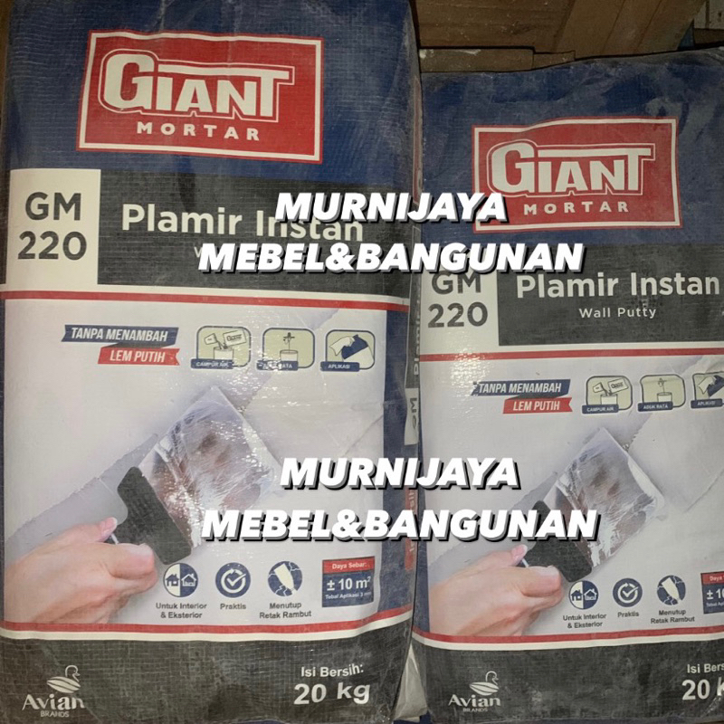 Jual GIANT MORTAR 20 KG PLAMIR INSTANT PLAMIR JADI AVIAN UNTUK TEMBOK ...