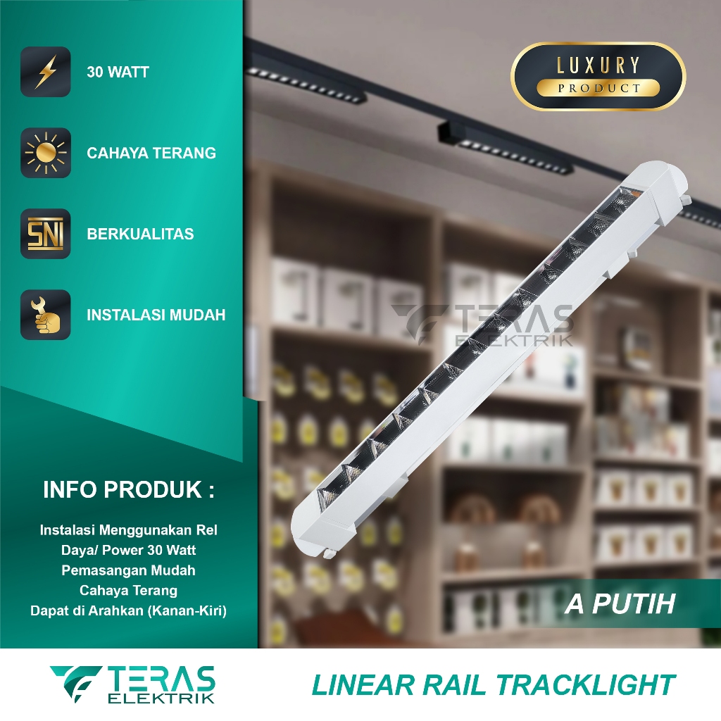 Jual Lampu sorot rel track 20 Watt linear rail track satuan bar light ...