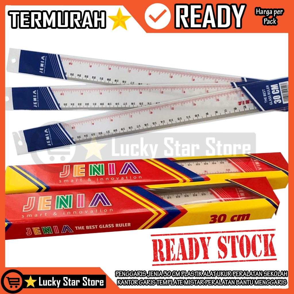 Jual 1 Pack Penggaris Jenia Mistar Panjang Lurus Ukuran 30 Cm Basic ...