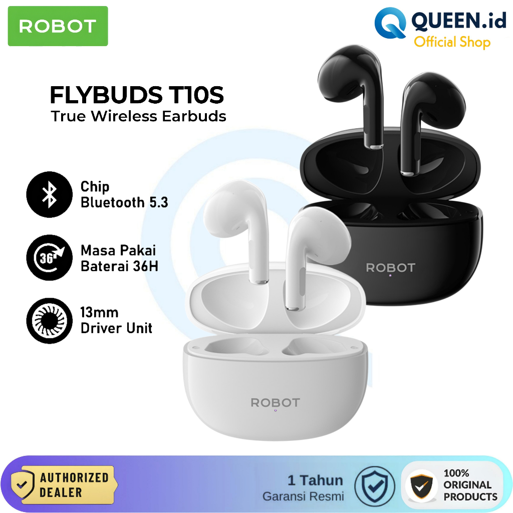 Jual ROBOT Flybuds T10S TWS True Wireless Earbuds Headset Bluetooth 5.3 ...