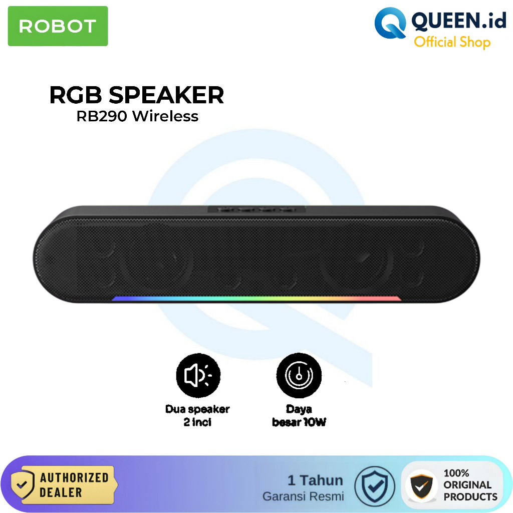 Jual ROBOT RB290 Wireless Portable Bluetooth Speaker 5.2 RGB 10W TF USB ...