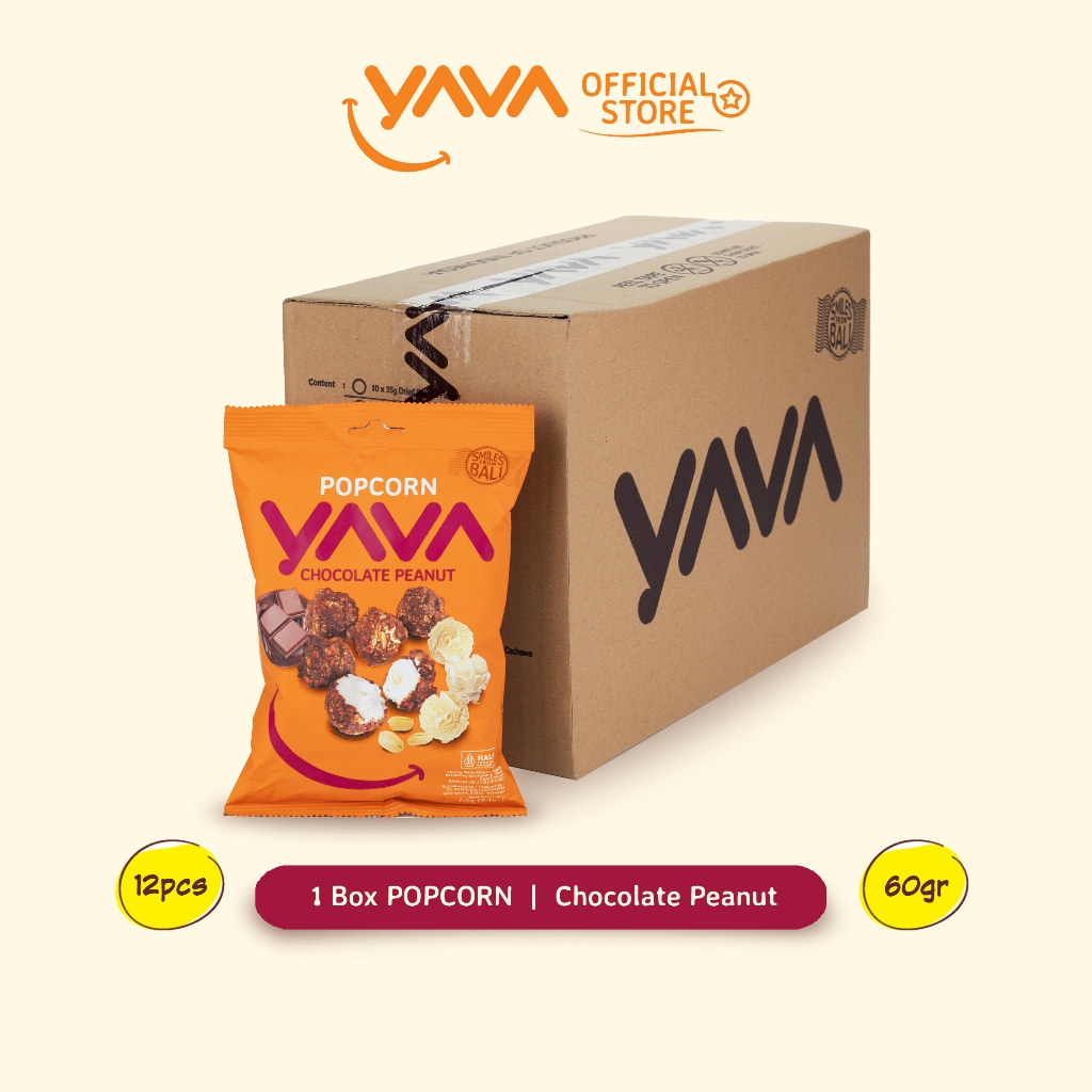 Jual YAVA Carton Pack Popcorn Chocolate Peanut ( 12 x 60g ) | Shopee ...