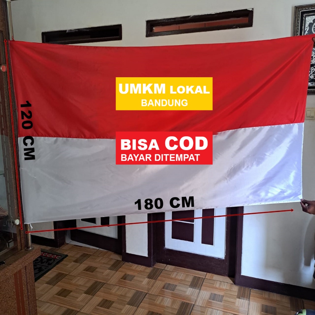 Jual BENDERA MERAH PUTIH Ukuran 180cm x 120cm / 120x180 CM / BENDERA ...