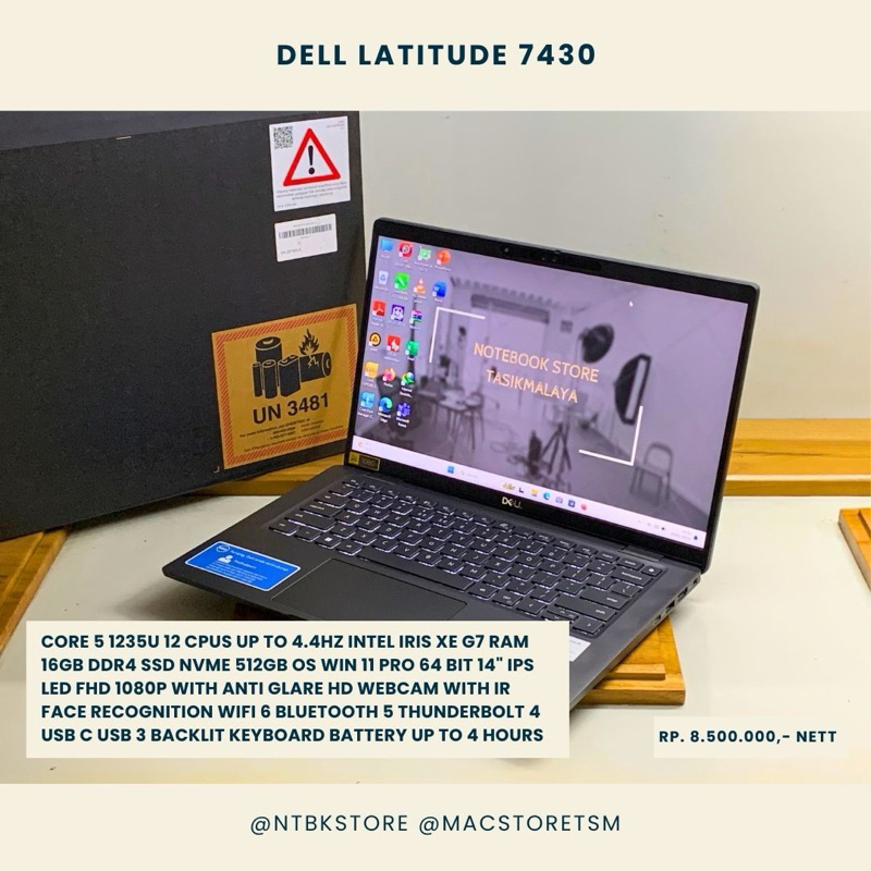 Jual Dell Latitude 7430 core i5 1235U SSD 512GB 16GB RAM 14 inc ips FHD ...