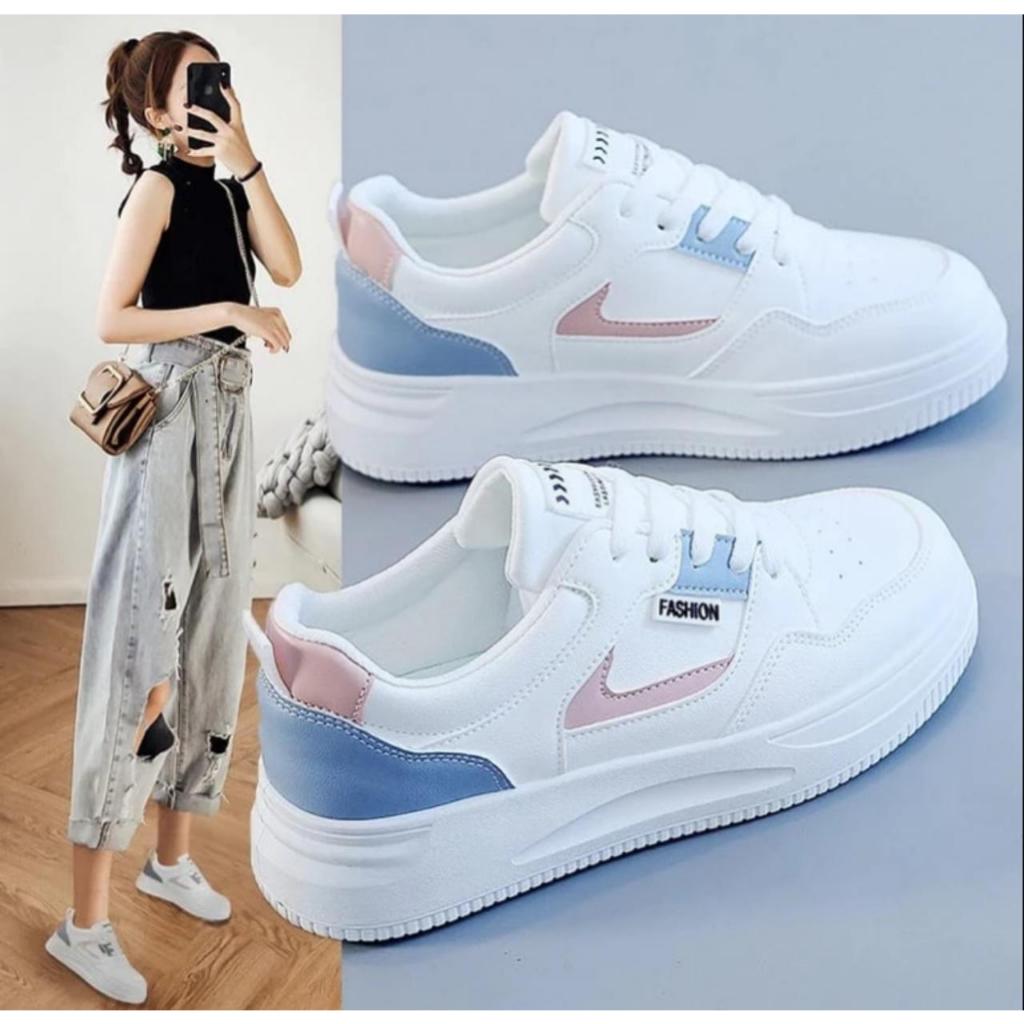 Jual Sepatu Sneakers Wanita Casual Korean Style sepatu putih polos ...