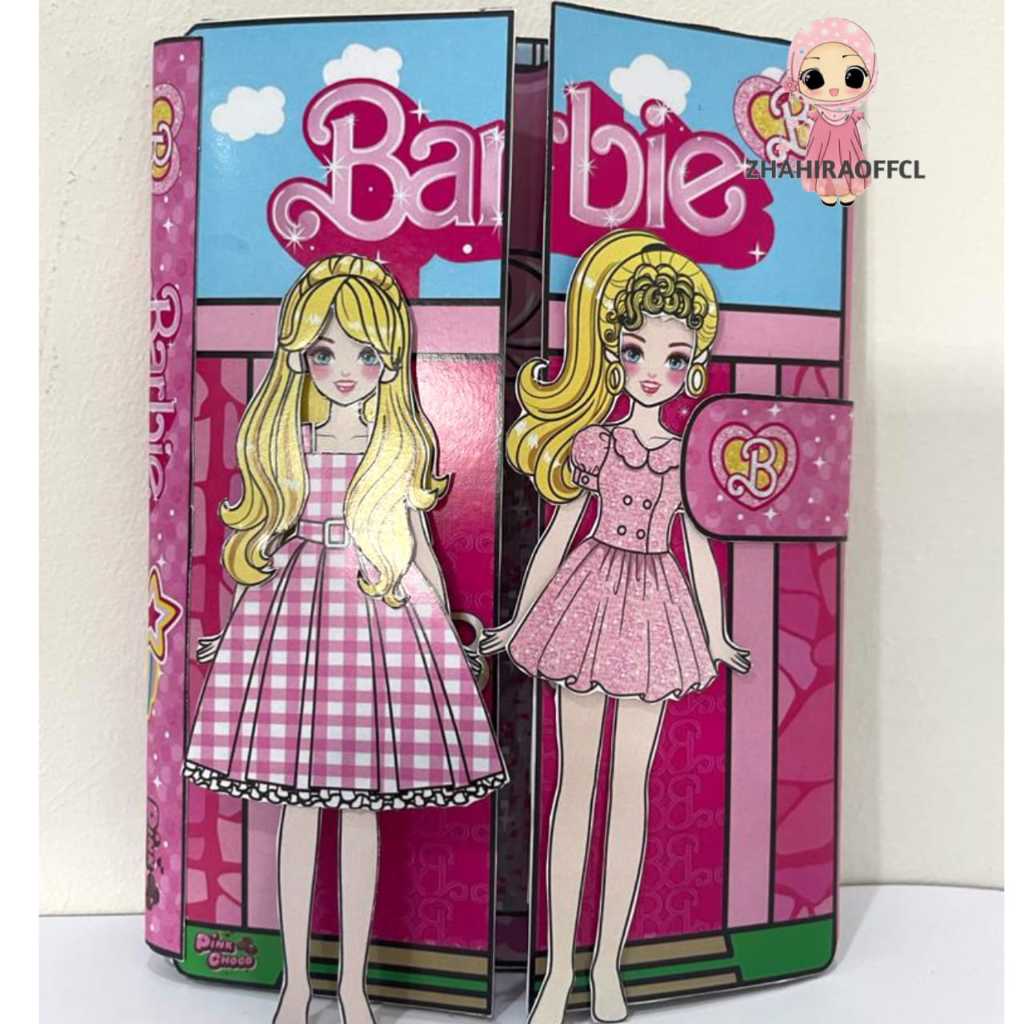 Jual mainan anak perempuan paper dolls haouse PINK BARBIE DIY QUIET ...
