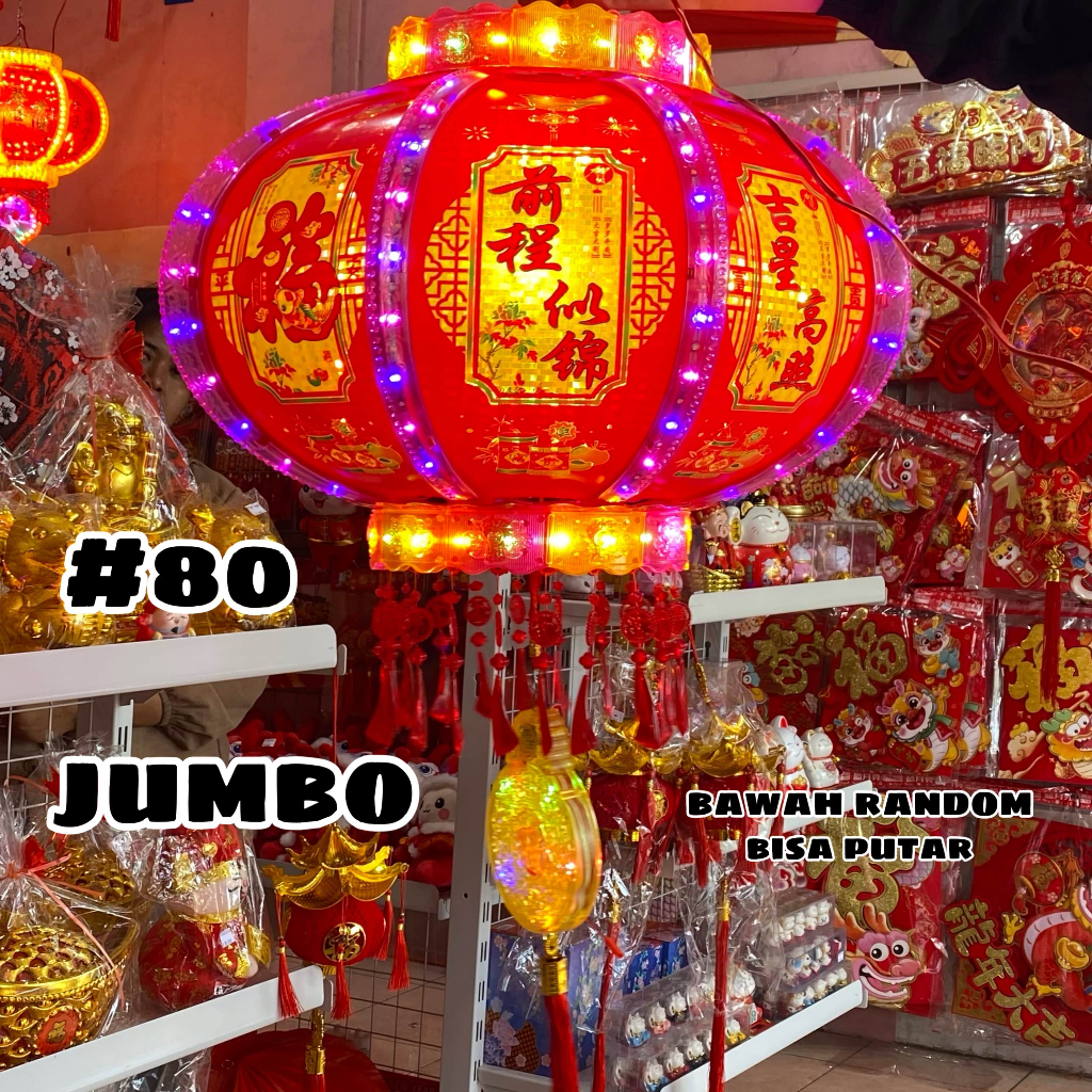 Jual Lampion Lampu Imlek Besar Listrik LED Bisa Putar 360 Derajat / Red ...