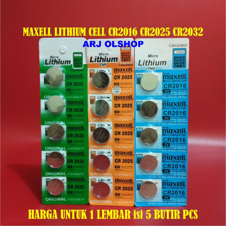 Jual Baterai Kancing LITHIUM CELL / Battery Baterai Batere Batre MAXELL CR2016 CR2025 CR2032 ...