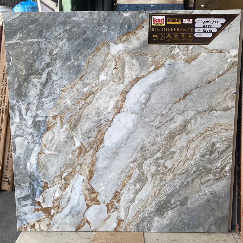 Jual Granit Lantai/Dinding 60x60 Ikad Pacific Grey | Shopee Indonesia
