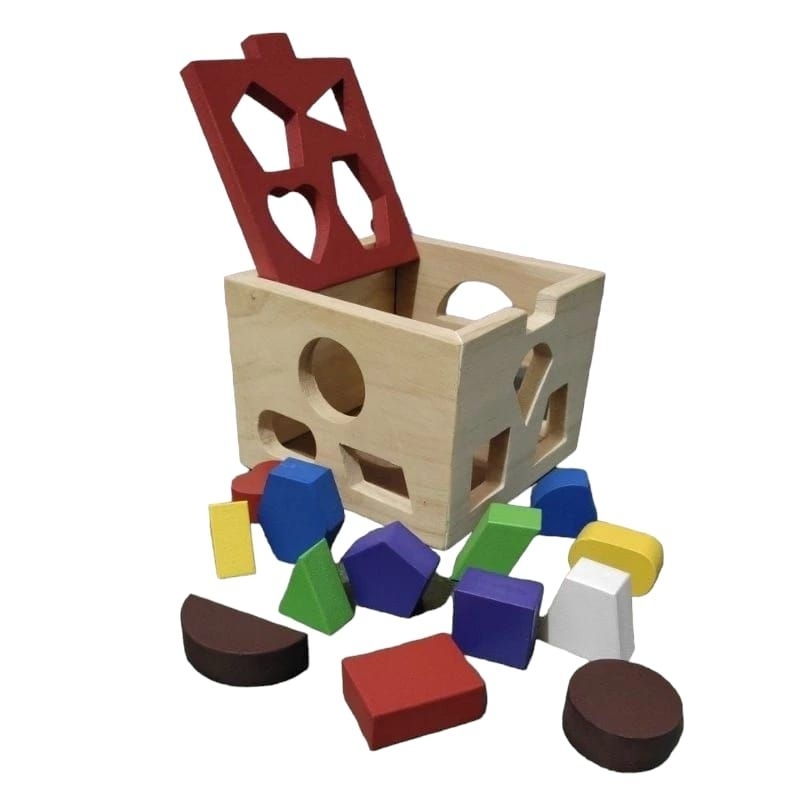 Jual Mainan edukasi sorting box kayu 13 bentuk geometri | Shopee Indonesia