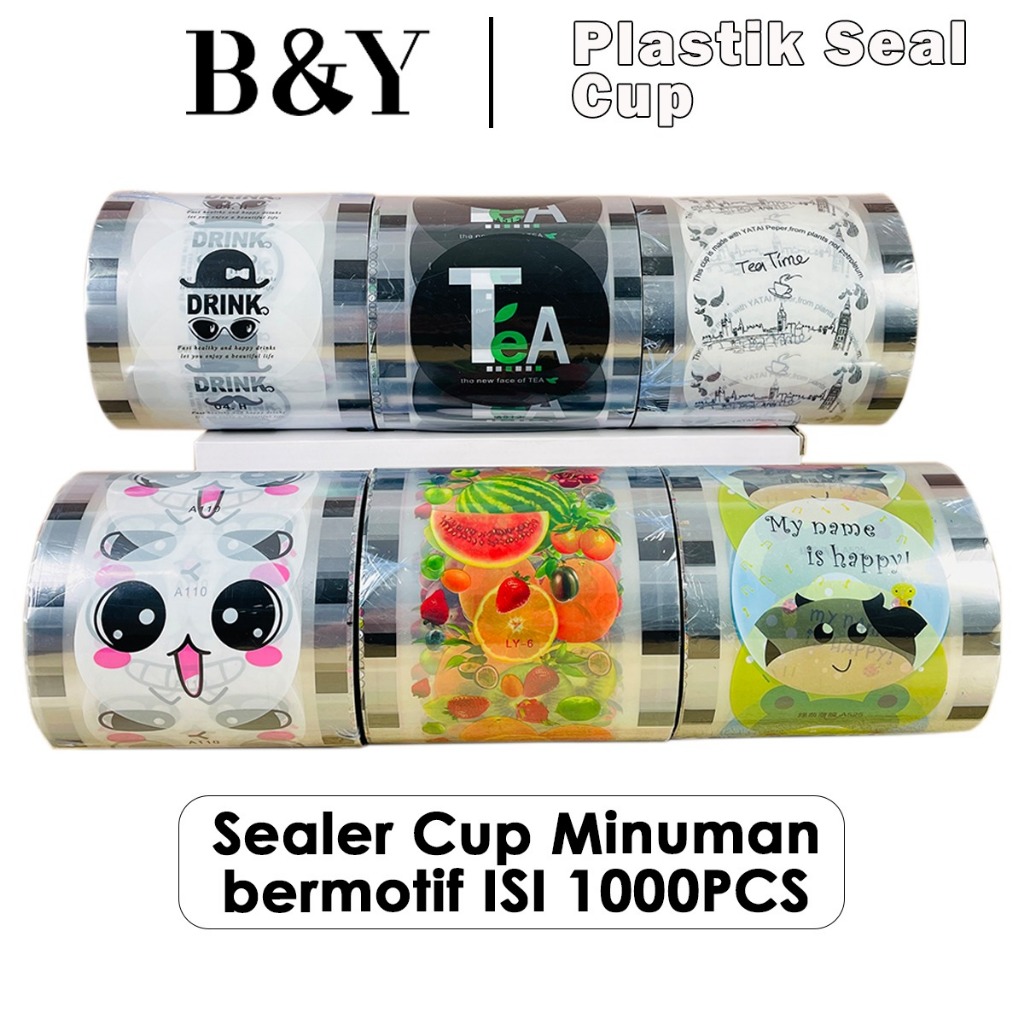 Jual Plastik Seal Cup/Sealer Cup Minuman bermotif isi 1000 pcs | Shopee ...