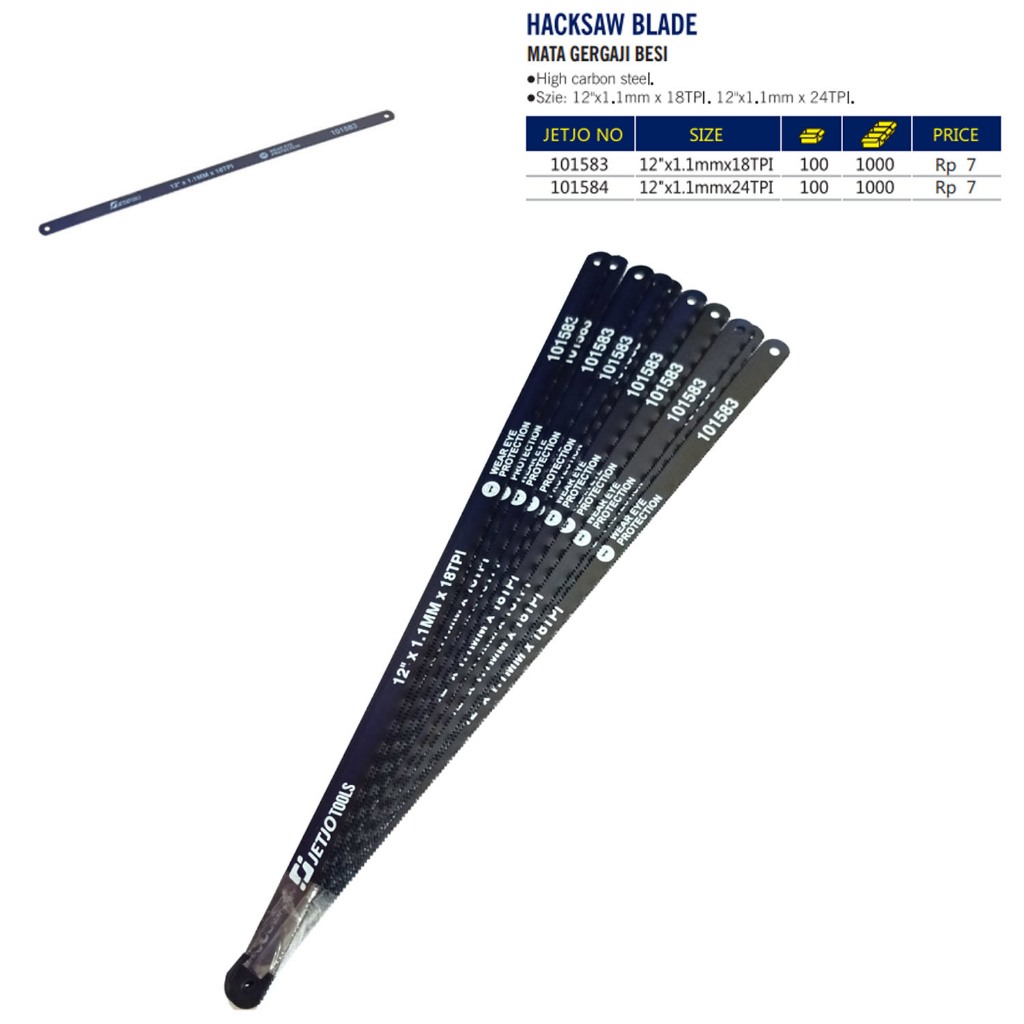 Jual JETJO TOOLS Mata Gergaji 12" x 1,1 mm x 18 TPI 24 TPI / Hacksaw ...